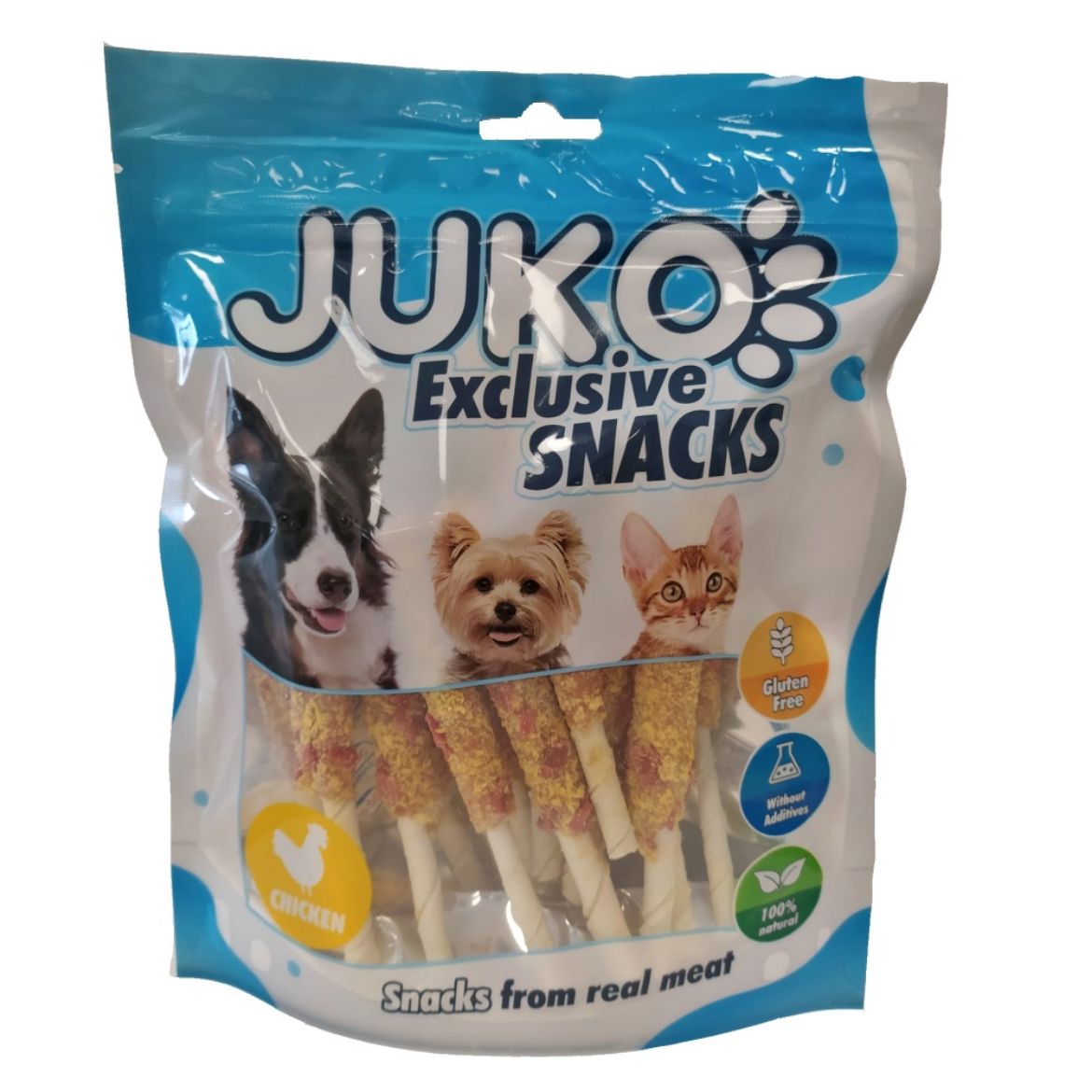 Chicken, carrots Wrap & cowhide sticks JUKO Snacks 250 g | JUKO Petfood